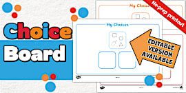 Twinkl Symbols: Activities Choice Board