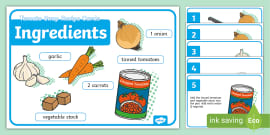 FREE! - Vegetable Soup Recipe Cards (Teacher-Made) - Twinkl