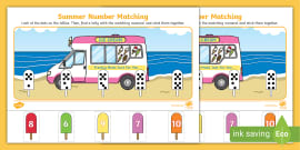 👉 Summer 1-5 Number Matching Activity (teacher made)