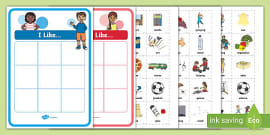 EYFS Things I Like Worksheet / Worksheet - Twinkl