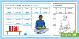 Size Comparison Word Mat - Size Comparison Display Posters (Word and