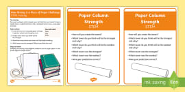 Paper Tower STEM Activity and Prompt Card Pack - Twinkl