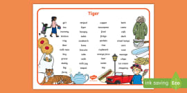 Jungle Tiger Word Mat