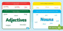 Grammar Posters | Noun, Adjective, Verb and Adverb Posters