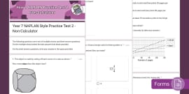 NAPLAN Practice Test Year 7 Numeracy Non-Calculator - Twinkl