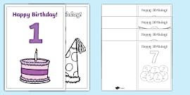 Birthday Age Colouring Cards (teacher made) - Twinkl