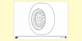 FREE! - Car Tyre at Angle Colouring Sheet | Colouring Sheets