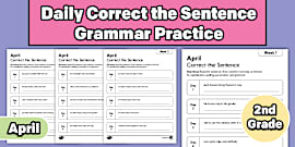 Second Grade January Daily Correct the Sentence Grammar