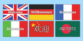 Mixed Language Welcome Speech Bubble Signs (teacher made)