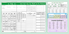 Essential Resources - Spelling List 1 Resource Pack - Twinkl