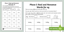 'ey' Words Differentiated Worksheets (teacher made) - Twinkl