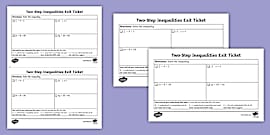 Seventh Grade Two-Step Inequalities Worksheet