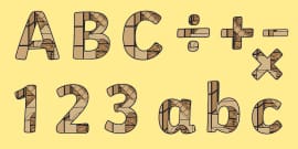 👉 Light Cedar Wood Texture Display Lettering - Twinkl