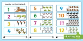 Jungle Themed Counting Matching Puzzle (teacher made)