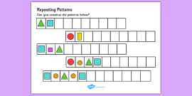 FREE! - Repeating Patterns Worksheet | Foundation Stage