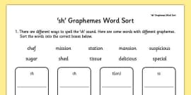 or Graphemes Word Sort