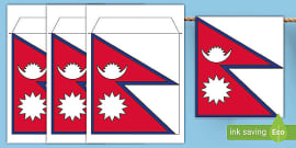 Nepal Flag Colouring (teacher made) - Twinkl