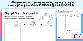 -ch, -sh, and -th Digraphs Circle the Word Worksheet