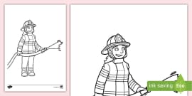 FREE! - NZ Firefighter with Fire Engine Colouring | Colouring Sheets