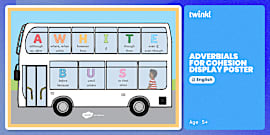 A WHITE BUS Conjunctions and Adverbials for Cohesion Display Poster