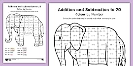 Subtraction To 20 Color by Number (teacher made) - Twinkl