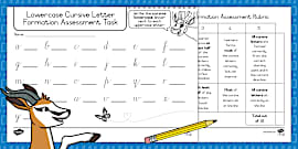 Grade 3 English Uppercase Cursive Letter Formation Assessment and Rubric