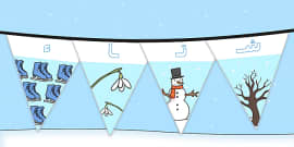 Winter Display Lettering Bunting (teacher made) - Twinkl