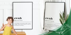 Welsh Words Definition Typography Posters Pack - Twinkl