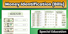 Money Identification (Coins) Worksheet for Special Education