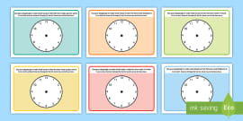 Analogue Clocks Quarter Past Display Posters English/German