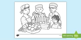 Symbols of Kwanzaa Colouring Pages French | Twinkl - Twinkl