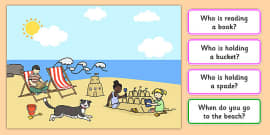 At the Seaside Simple Sentence Matching Activity