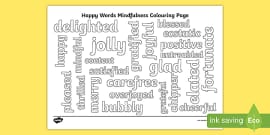 World Kindness Day Colouring Page - Kind Words - Twinkl