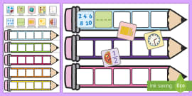 Maths Large Pencil Target Cards (teacher made) - Twinkl