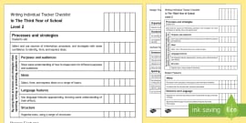 New Zealand 2nd Year of School Writing Assessment Tracker