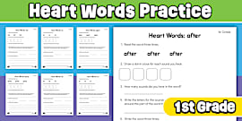 First Grade Heart Words Practice Worksheets Set 2