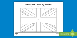 Union Flag Color by Number Worksheets English/Italian