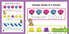 👉 Five in a Bed Number Bonds to 5 Worksheet - Twinkl