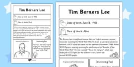 UKS2 Tim Berners-Lee Differentiated Comprehension Activity