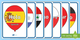 Hello in Multiple Languages Flag Bunting (teacher made)