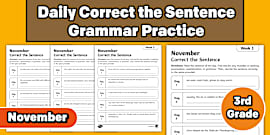 Third Grade December Daily Correct the Sentence Grammar