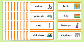 India Vocabulary Cards (Teacher-Made)