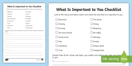 What Is Important to Me Worksheets (teacher made) - Twinkl