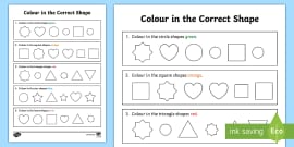 2D Shapes Words Colouring Sheets (teacher made) - Twinkl