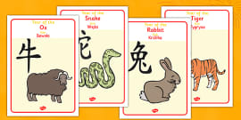Chinese New Year Zodiac Signs Animals Display Poster