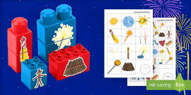 Firework Rocket Number Bonds to 10 Matching Connecting Bricks Game