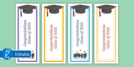 Editable Graduation Bookmarks (teacher made) - Twinkl