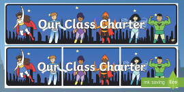 Editable Class Charter Superhero-Themed Display - Twinkl