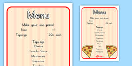 Pizza Shop Role Play Pack (teacher made)