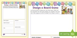 Design a Board Game Template Worksheet (teacher made)
